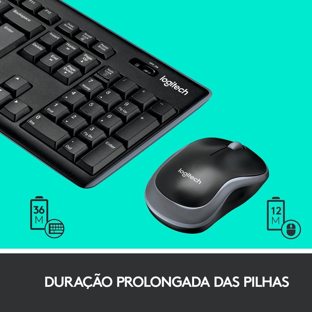 KIT DE TECLADO E MOUSE SEM FIO LOGITECH MK270 - Play informática
